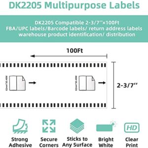 JinyaPack 8 Rolls DK 2205 Continuous Length Paper Tape Labels Replacement for Brother DK-2205 Use with Brother QL Label Printers [8 Rolls + 1 Frame]