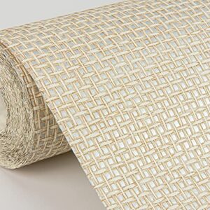 Frisco, AKI Silver Paper Weave Basketweave Grasscloth 24' L X 36" W, Wallpaper Roll