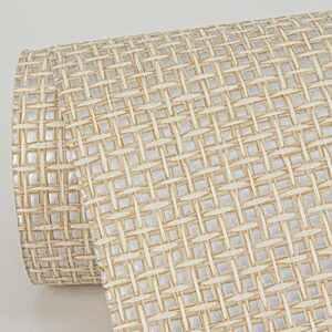 Frisco, AKI Silver Paper Weave Basketweave Grasscloth 24' L X 36" W, Wallpaper Roll