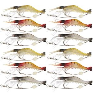 goture soft lures shrimp bait set, freshwater/saltwater, trout bass salmon, 12 piece