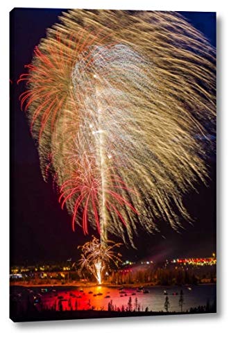 Colorado, Frisco Fireworks Display on July 4th -16 by Fred Lord - 20" x 30" Canvas Art Print Gallery Wrapped - Ready to Hang