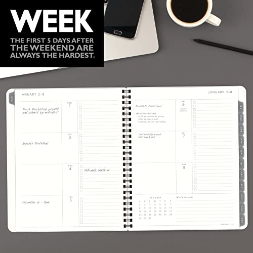 AT-A-GLANCE 2023 Weekly & Monthly Planner, 7" x 8-3/4", Medium, Divided Format, Monthly Tabs, Elevation, Gray (75546L05)