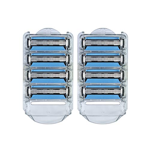 Amazon Brand - Solimo 3-Blade Razor Refills for Men with Dual Lubrication, 8 Cartridges (Fits Solimo Razor Handles only)