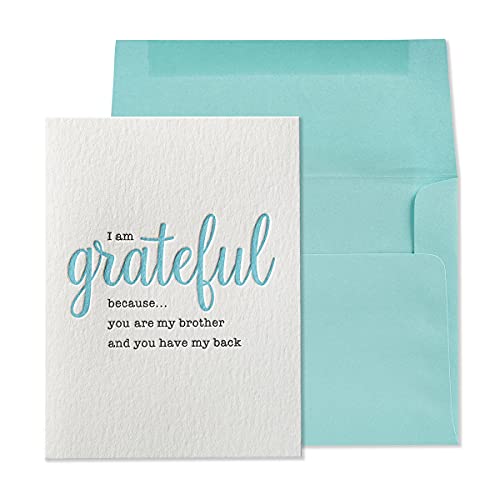 NIQUEA.D Happy Birthday Card, Grateful Brother Letter Press (NB-0218), (4.125 x 5.5) Vertical