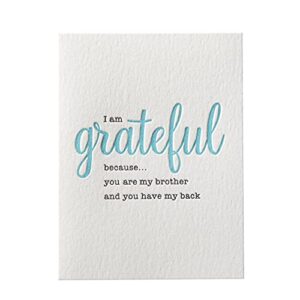 NIQUEA.D Happy Birthday Card, Grateful Brother Letter Press (NB-0218), (4.125 x 5.5) Vertical