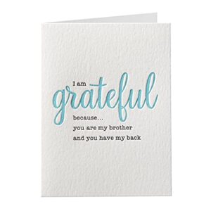 NIQUEA.D Happy Birthday Card, Grateful Brother Letter Press (NB-0218), (4.125 x 5.5) Vertical