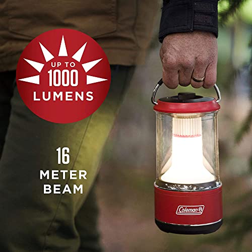 Coleman 1000 Lumens LED Water-Resistant Outdoor Camping Light Lantern with 4 Lighting Modes, and BatteryGuard Protection Technology, Green (2 Pack)