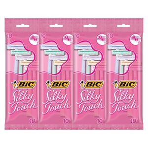 bic silky touch women’s disposable razors, with 2 blades, pretty pastel razor handles, 40 count value pack of shaving razors