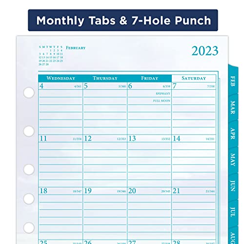 AT-A-GLANCE 2023 Weekly & Monthly Planner Refill, Hourly, 13483 Day-Timer, 5-1/2" x 8-1/2", Size 4, Monthly Tabs, Seascapes (381-285Y)