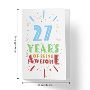 27th Birthday Card for Him Her - 27th Anniversary Card for Dad Mom - 27 Years Old Birthday Card for Brother Sister Friend - Happy 27th Birthday Card for Men Women | Karto – Being Awesome (Color)