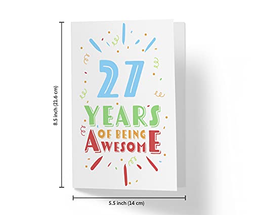 27th Birthday Card for Him Her - 27th Anniversary Card for Dad Mom - 27 Years Old Birthday Card for Brother Sister Friend - Happy 27th Birthday Card for Men Women | Karto – Being Awesome (Color)