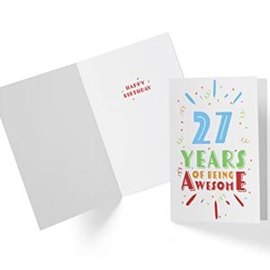 27th Birthday Card for Him Her - 27th Anniversary Card for Dad Mom - 27 Years Old Birthday Card for Brother Sister Friend - Happy 27th Birthday Card for Men Women | Karto – Being Awesome (Color)