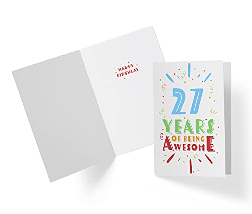 27th Birthday Card for Him Her - 27th Anniversary Card for Dad Mom - 27 Years Old Birthday Card for Brother Sister Friend - Happy 27th Birthday Card for Men Women | Karto – Being Awesome (Color)