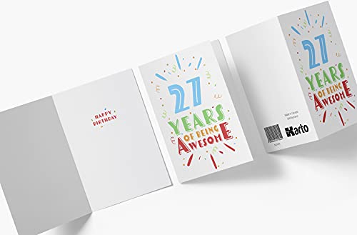 27th Birthday Card for Him Her - 27th Anniversary Card for Dad Mom - 27 Years Old Birthday Card for Brother Sister Friend - Happy 27th Birthday Card for Men Women | Karto – Being Awesome (Color)