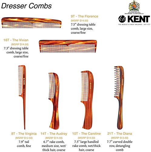 Kent 16T Fine Tooth Comb and Wide Tooth Comb Straightener Comb/Beard Comb and Hair Comb/Mens Hair Comb, Mustache Comb, and Comb for Women/Hair Styling and Detangling Comb/Detangler Comb Comb Set