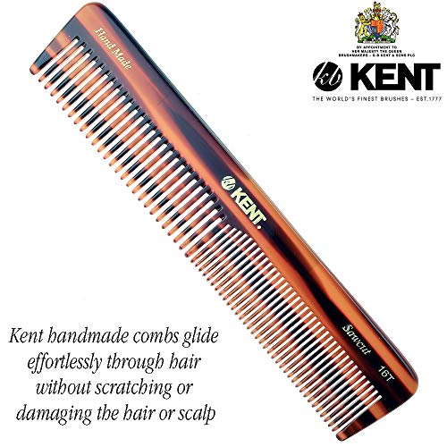 Kent 16T Fine Tooth Comb and Wide Tooth Comb Straightener Comb/Beard Comb and Hair Comb/Mens Hair Comb, Mustache Comb, and Comb for Women/Hair Styling and Detangling Comb/Detangler Comb Comb Set