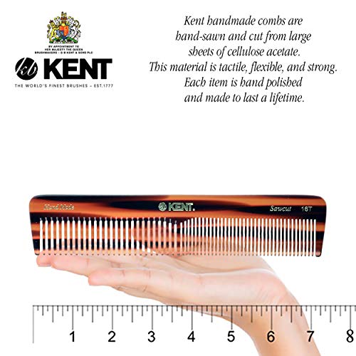 Kent 16T Fine Tooth Comb and Wide Tooth Comb Straightener Comb/Beard Comb and Hair Comb/Mens Hair Comb, Mustache Comb, and Comb for Women/Hair Styling and Detangling Comb/Detangler Comb Comb Set