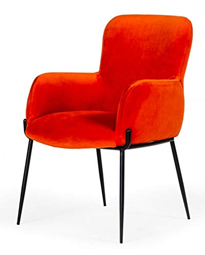 HAINEW Dining Chair Accent Chair, Modrest Frisco Mid-Century Orange Velvet Dining Chair, Modern Creative Chair for Home and Outside, W22 xD25.8 xH31.7, Orange