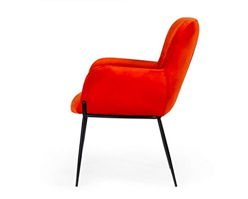 HAINEW Dining Chair Accent Chair, Modrest Frisco Mid-Century Orange Velvet Dining Chair, Modern Creative Chair for Home and Outside, W22 xD25.8 xH31.7, Orange