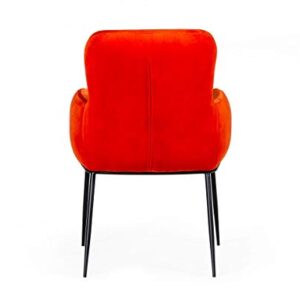 HAINEW Dining Chair Accent Chair, Modrest Frisco Mid-Century Orange Velvet Dining Chair, Modern Creative Chair for Home and Outside, W22 xD25.8 xH31.7, Orange