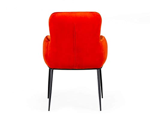 HAINEW Dining Chair Accent Chair, Modrest Frisco Mid-Century Orange Velvet Dining Chair, Modern Creative Chair for Home and Outside, W22 xD25.8 xH31.7, Orange