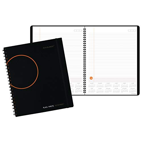 AT-A-GLANCE Planning Notebook with Reference Calendars, Plan.Write.Remember., 9.19 x 11 Inches, Black (70-6209-05)