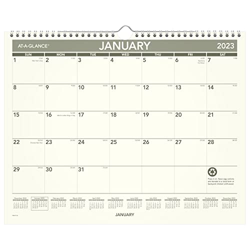 AT-A-GLANCE 2023 Wall Calendar, 15" x 12", Medium, Monthly, Recycled (PMG7728)