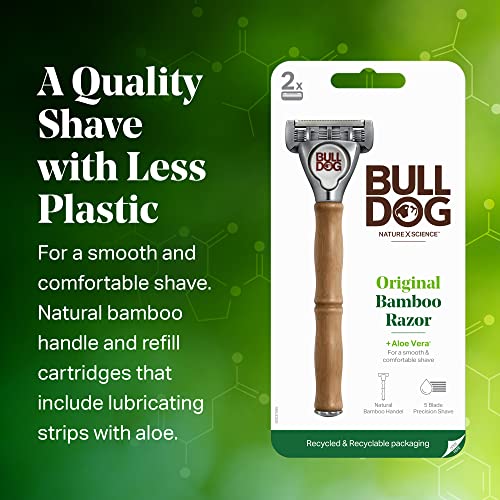 Bulldog Mens Skincare and Grooming Original Bamboo Razors for Men with a Natural Bamboo Razor Handle and 2 Razor Refills