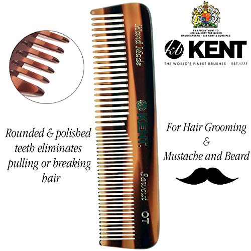 Kent NU19 Gift Set, with OT Fine Tooth/Wide Tooth Pocket Comb for Hair, Mustache and Beard for Men, Women and Kids. Travel Set with Leather Pouch and Stainless Steel Nail File. Handmade in England