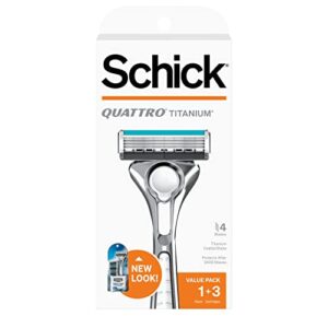 schick quattro titanium razor — schick quattro, quattro razor, titanium razor with 3 refill blades