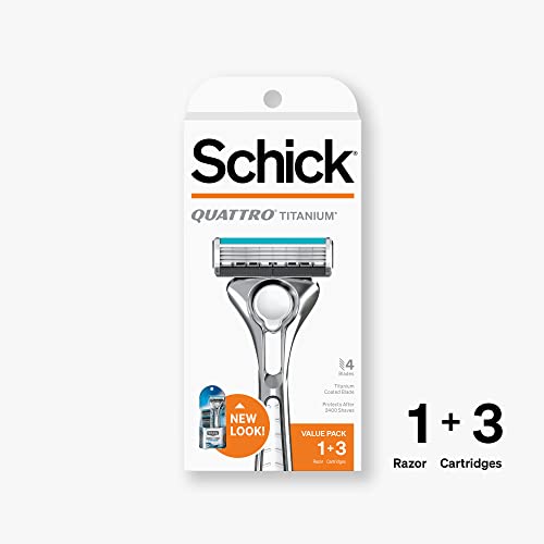 Schick Quattro Titanium Razor — Schick Quattro, Quattro Razor, Titanium Razor with 3 Refill Blades