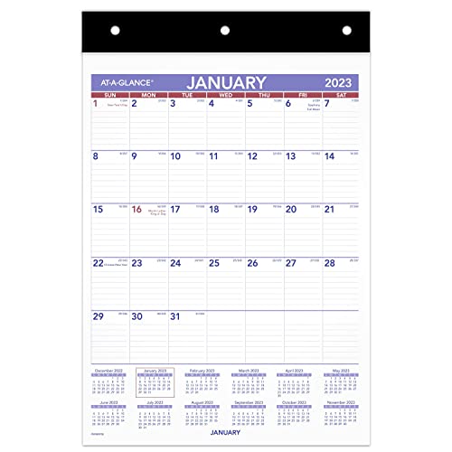 AT-A-GLANCE 2023 Wall Calendar, 8" x 11", Small, Monthly, Repositionable, Adhesive Backing (PM09RP28)