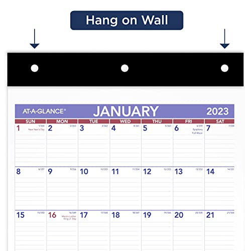 AT-A-GLANCE 2023 Wall Calendar, 8" x 11", Small, Monthly, Repositionable, Adhesive Backing (PM09RP28)