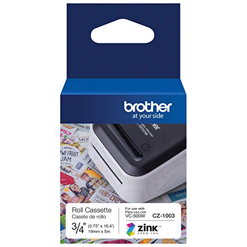 Brother Genuine CZ-1003 Continuous Length ¾” (0.75”) 19 mm Wide x 16.4 ft. (5 m) Long Label roll Featuring Zero Ink Technology, CZ1003