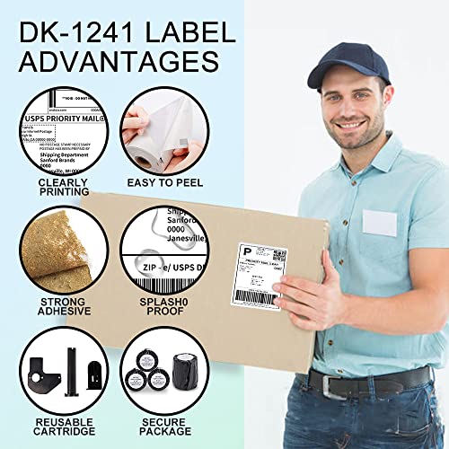 Replacement for Brother DK-1241 Die-Cut 4" x 6" Shipping Labels, 102mm x 152mm Address Paper Labels, for Brother QL Label Printer QL-1110NWB QL-1100, 200 Labels/Roll (4 Rolls+1 Detachable Frame)