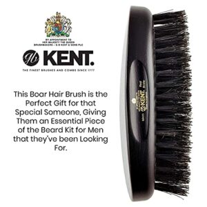 Kent MN11 Finest Men's Hair Brush and Facial Brush for Beard Care - 100% Natural Black Boar Bristle Brush for Mens Grooming, Scalp Brush, 360 Wave, and Beard Straightener For Men's Hair Care