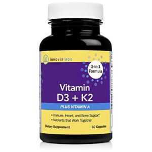 innovixlabs vitamin d3 k2 supplement – 5000 iu d3 with vitamin k2 mk7 & mk4 – adk vitamin combo for absorption – k2 d3 vitamin supplement – supports immune system, heart & bones – 60 capsules