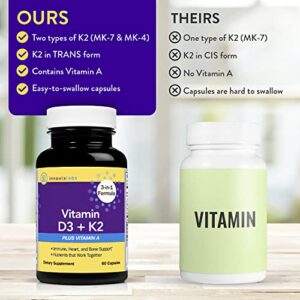 InnovixLabs Vitamin D3 K2 Supplement - 5000 IU D3 with Vitamin K2 MK7 & MK4 - ADK Vitamin Combo for Absorption - K2 D3 Vitamin Supplement - Supports Immune System, Heart & Bones - 60 Capsules