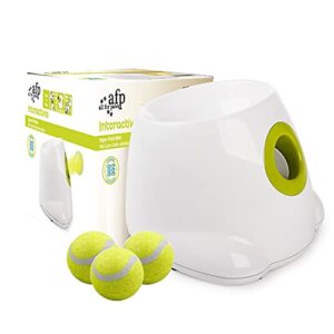 AFP Automatic Dog Ball Launcher Automatic Ball Launcher for Dogs Interactive Puppy Pet Ball Indoor Thrower Machine Fetch Machine for Small and Medium Size Dogs, 3 Balls Included (2 inch)