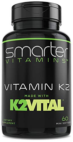 Smarter Vitamin K2 MK7 100mcg Made with K2VITAL and Kale for Bone Health & Cardiovascular Support K-2 MK-7 Helps Utilize Calcium for Bones & Supports Healthy Skeletal Muscle 60 Liquid Softgels