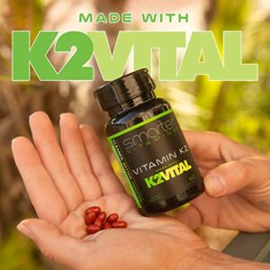 Smarter Vitamin K2 MK7 100mcg Made with K2VITAL and Kale for Bone Health & Cardiovascular Support K-2 MK-7 Helps Utilize Calcium for Bones & Supports Healthy Skeletal Muscle 60 Liquid Softgels