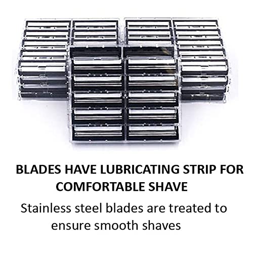 100 Taconic Shave Twin Blade Razor Cartridges with Lubricating Strip - Compatible with all Gillette Trac 2, Gillette Atra, Vector and Contour razor handles. Also fits on Personna Bump Fighter handles , Made in the USA