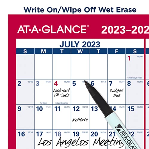 AT-A-GLANCE 2023-2024 Erasable Calendar, Wall Calendar, 32" x 48", XLarge, Academic, Dry Erase, Reversible, Vertical/Horizontal (PM36AP28)