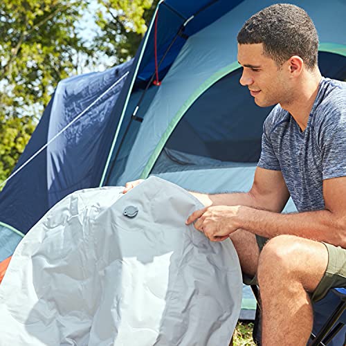 Coleman Kompact Inflatable Camp Sleeping Pad with Built-in Air Valve and Included Carry Bag, No Pump Needed, Textured Grip Bottom Keeps Pad in Place, Premium/Basic