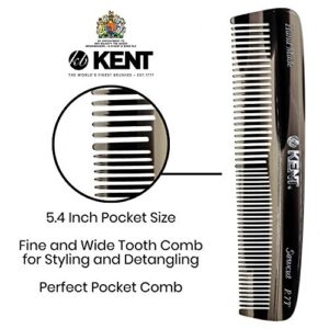 Kent R7TG Graphite Double Tooth Hair Pocket Comb, Small Fine/Wide Tooth Comb For Grooming Styling Hair, Beard and Mustache, for Men, Women and Kids. Saw Cut and Hand Polished. Handmade in England