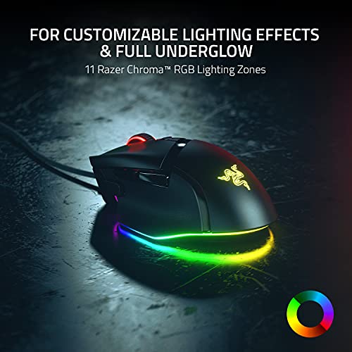 Razer Basilisk V3 Customizable Ergonomic Gaming Mouse: Fastest Gaming Mouse Switch - Chroma RGB Lighting - 26K DPI Optical Sensor - 11 Programmable Buttons - HyperScroll Tilt Wheel - Classic Black