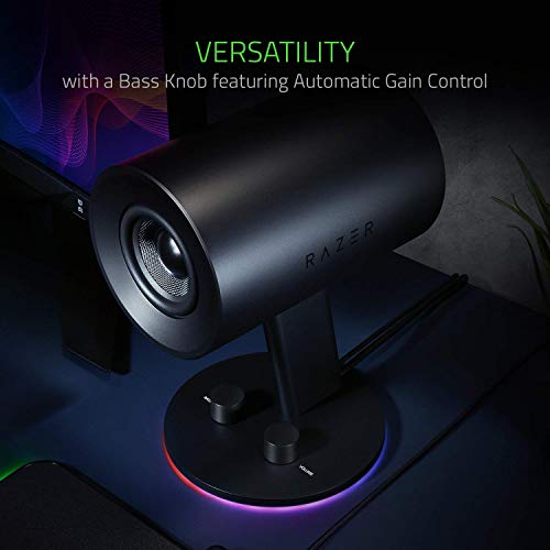 Razer Nommo Chroma: Custom Woven 3" Glass Fiber Drivers - Rear-Facing Bass Ports - Bass Knob w/ Automatic Gain Control - Razer Chroma Enabled - Full Range 2.0 PC Gaming Speakers, Black