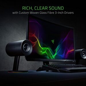 Razer Nommo Chroma: Custom Woven 3" Glass Fiber Drivers - Rear-Facing Bass Ports - Bass Knob w/ Automatic Gain Control - Razer Chroma Enabled - Full Range 2.0 PC Gaming Speakers, Black