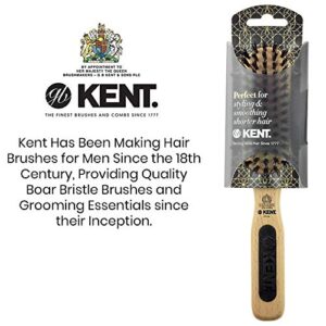 KENT PF06 Natural Wood Boar Bristle Hair Brush - Straightening Brush and Styling Brush for Short to Medium Length Hair - Natural Bristle Hair Brush, Travel Hair Brush, and Smoothing Brush