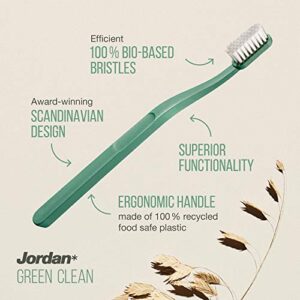 Jordan* ® | Green Clean Manual Toothbrush | Award Winning Sustainable Toothbrush Made from Recycled Materials | Eco-Friendly | Scandinavian Design | Soft Bristle Toothbrush | Mixed Colour | 4 Units